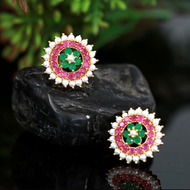 Pearl Studs Indian Style - Etsy