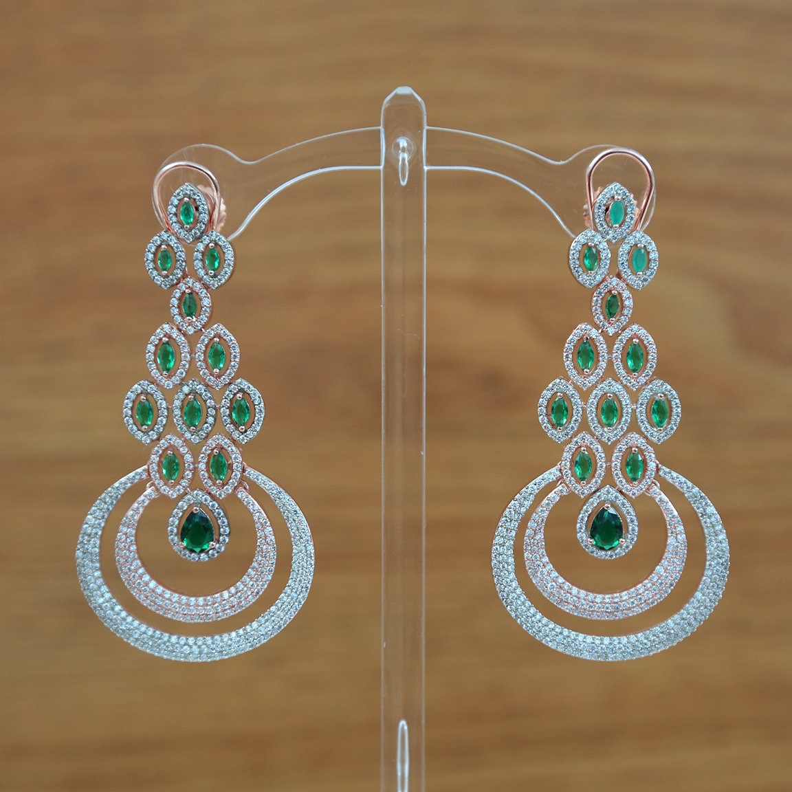 American Diamond Chandbali Earrings Party Wear | Cz Chandelier Earrings ...