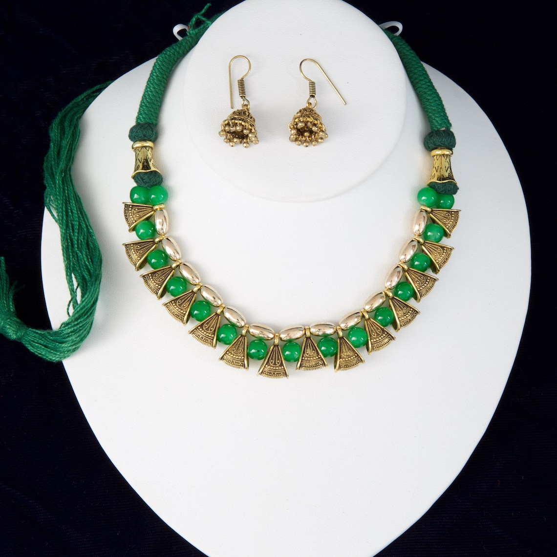 Silk Thread Necklace and Earrings Set Handmade Fashion Jewelry - Etsy