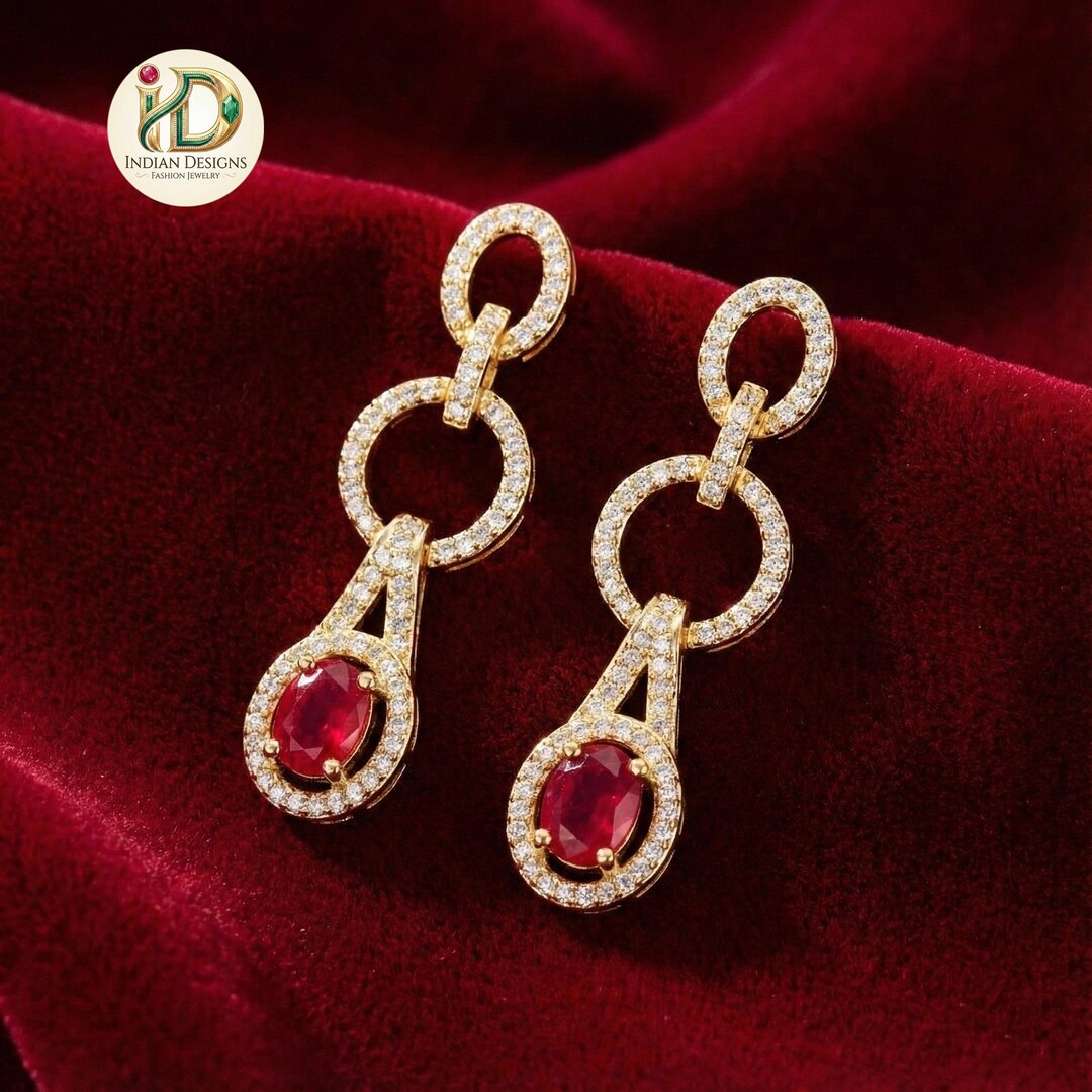 Interlocking Circle Drop Earrings| Modern Geometric Dangle Earrings ...