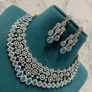 Exclusive Silver Tone American Diamond Wedding Choker Necklace| Tear ...