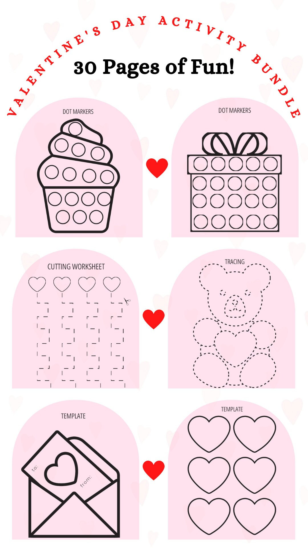 Toddler Valentines Day Activity Bundle - Digital Download - Etsy