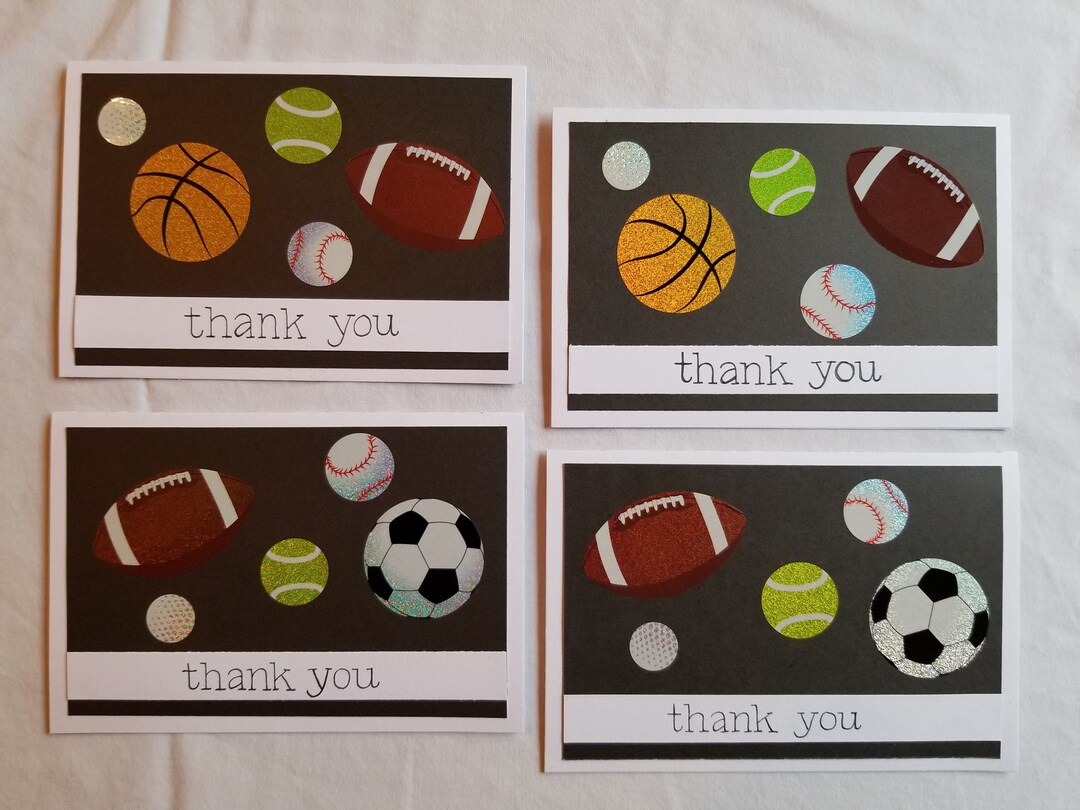 Sports Thank You Card Set - Set of 4 Handmade Cards and Envelopes - Etsy