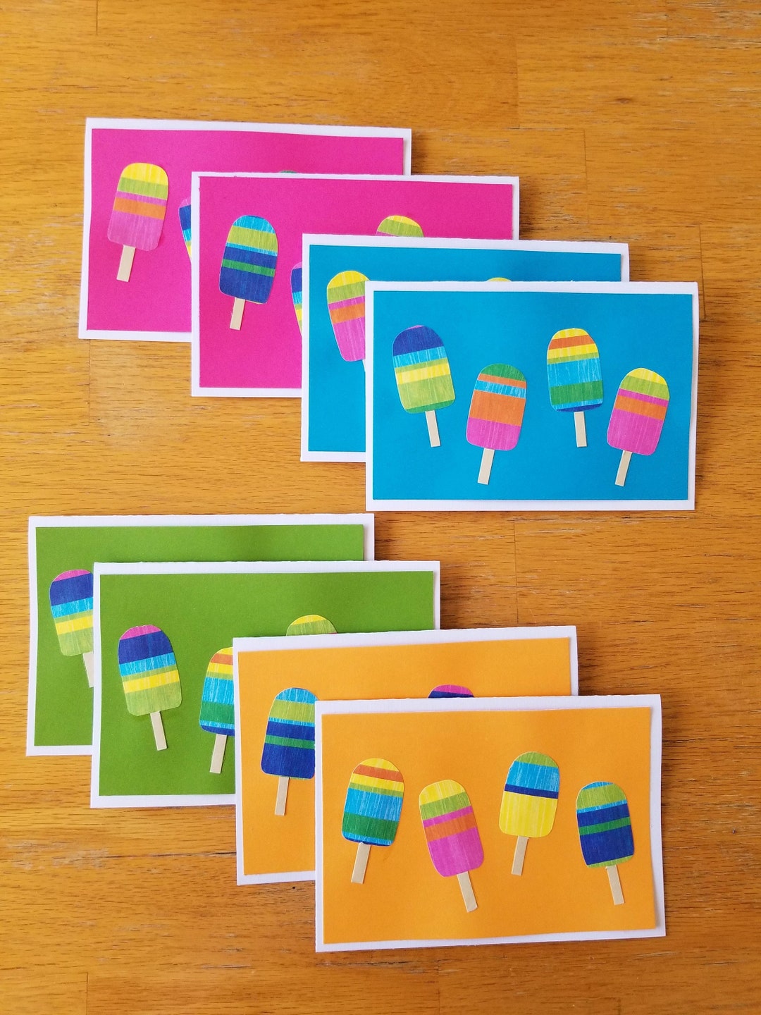 Popsicle Parade Card Set - Set of 8 Handmade Cards With Envelopes - Etsy