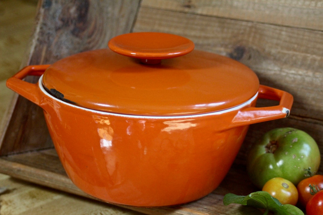 Mid-century Modern Ombre Orange Copco Denmark Enamel Cast Iron Covered ...