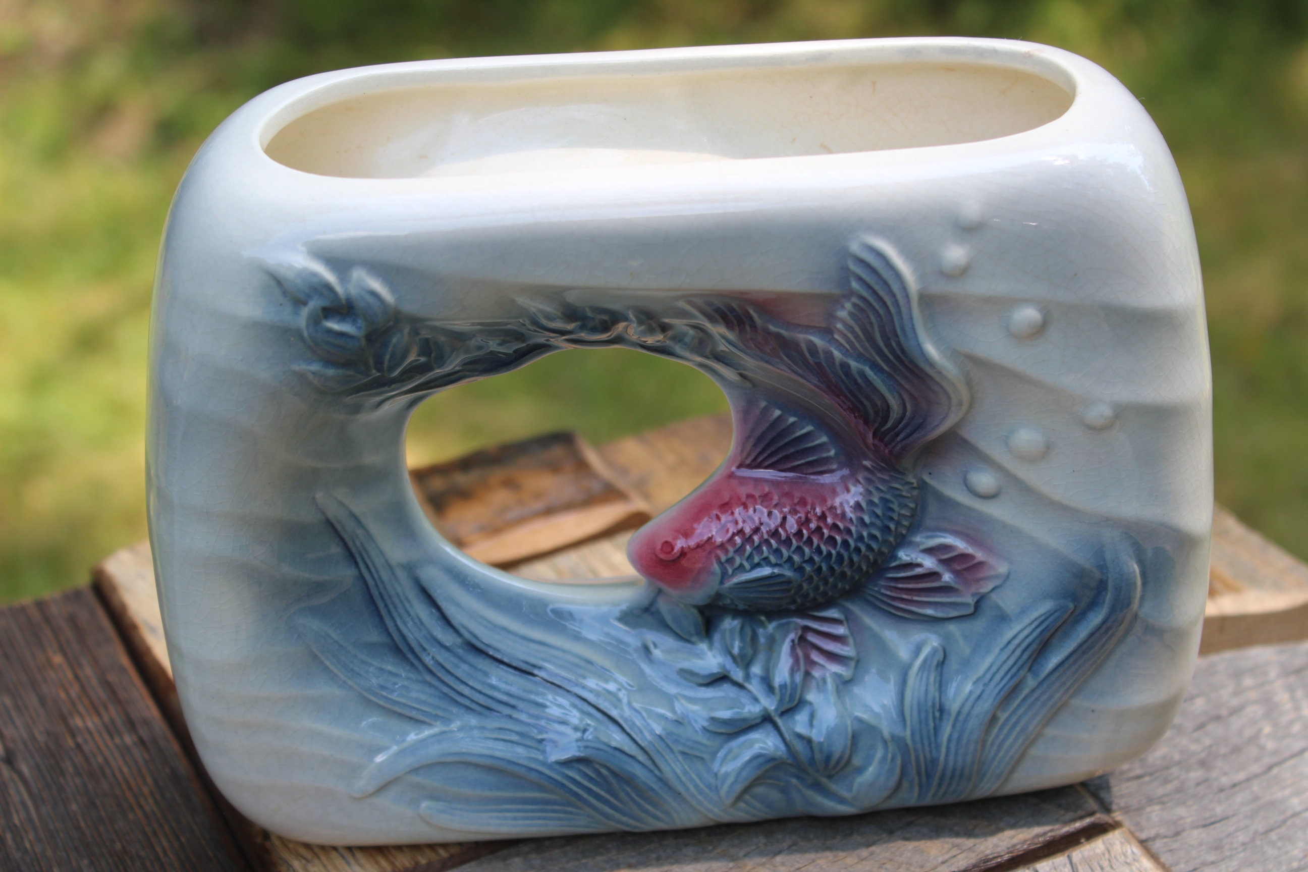 Vintage Royal Copley Ceramic Koi Fish Planter Oblong Pink and | Etsy