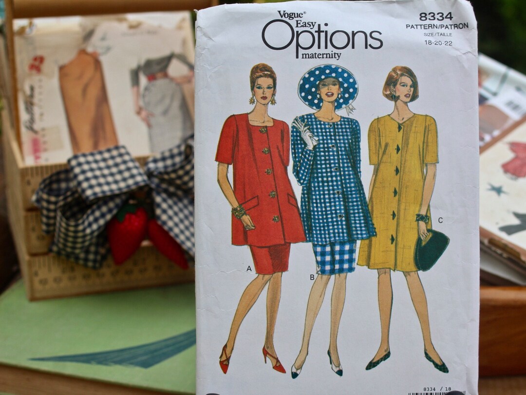 1992 Vogue Easy Options Maternity Pattern #8334, Misses Maternity Dress ...