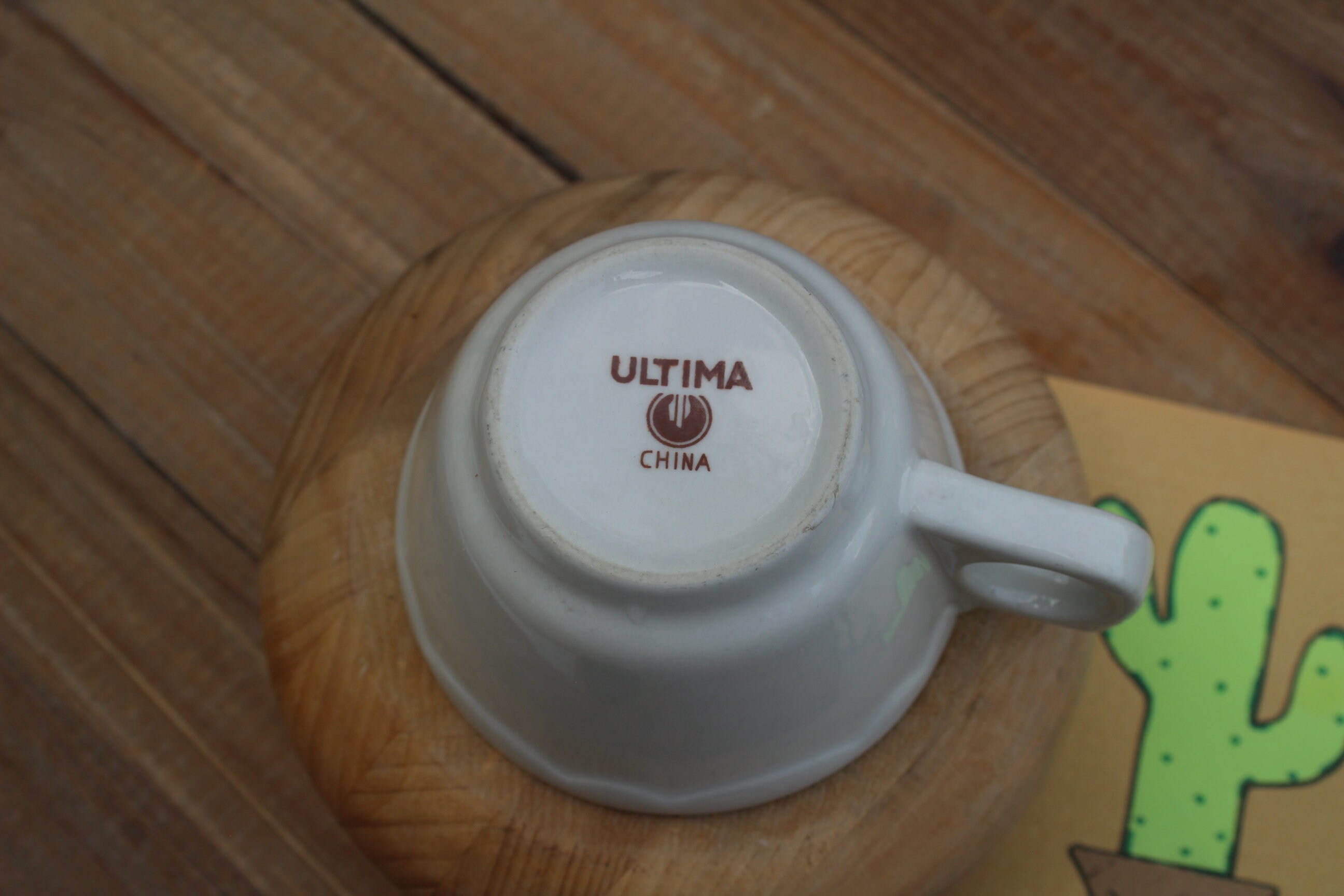 Vintage Ultima China Mug Bone White With Black Rim Embossed - Etsy