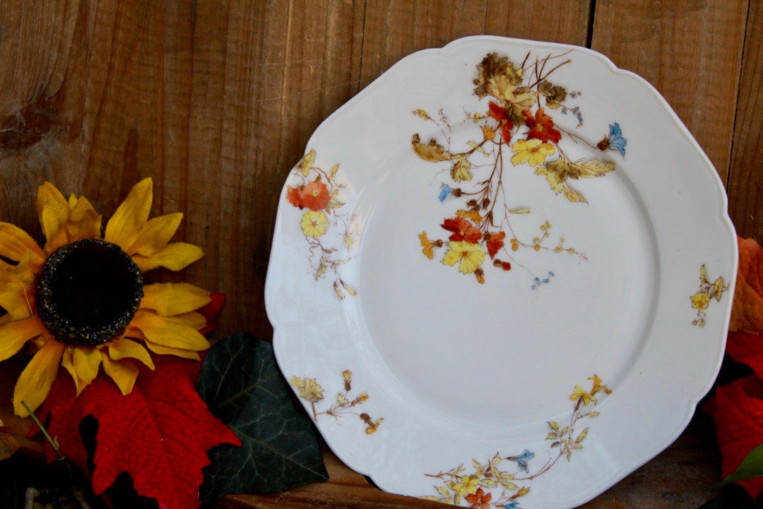 Antique Haviland & Co. Plate in Fall Colors W/ Scalloped Edge, 1976 ...