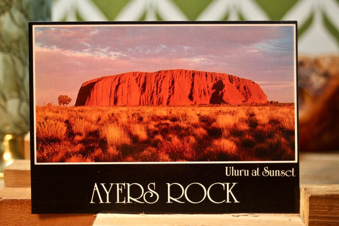1980s Ayers Rock Postcard, Uluru at Sunset Color Photo, Sheraton Ayers ...