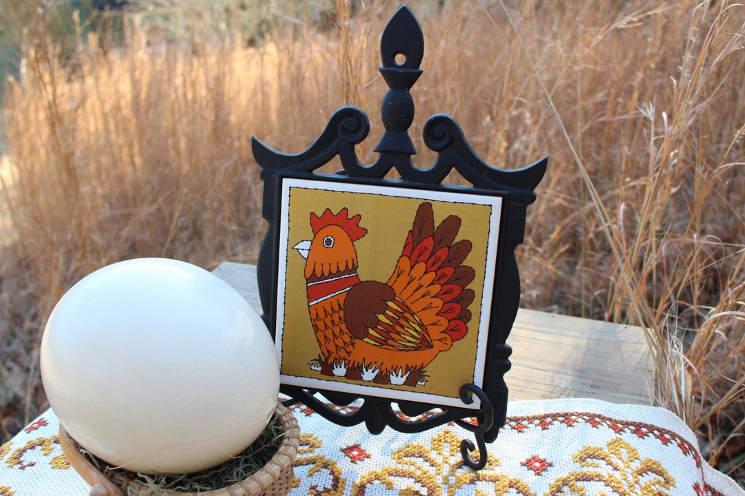 Vintage Ceramic Tile Trivet With Cast Iron Frame and Holder - Etsy