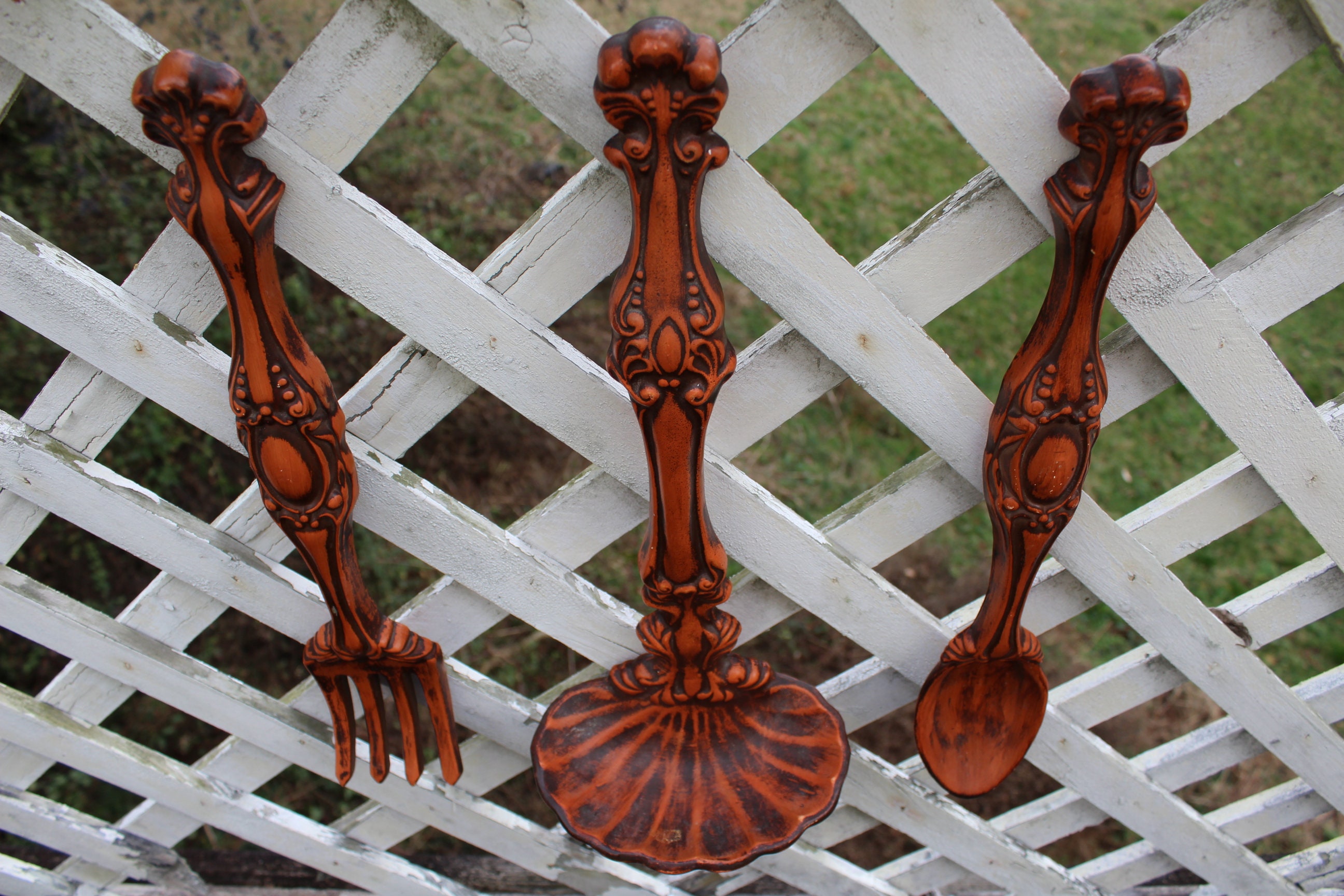 1969 Large Ceramic Hand Painted Utensil Wall Art 3 Piece Set - Etsy