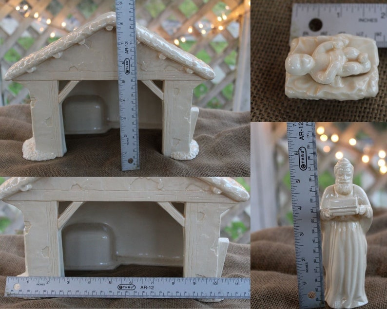 1980s Ceramic Nativity Set in Ivory by Duncan Enterprises, 18 Pieces ...