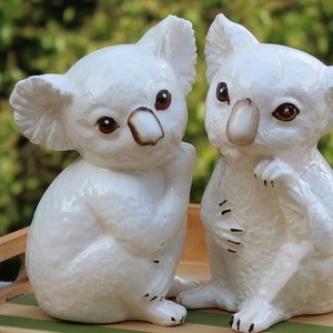 Vintage Pair of White Ceramic Koalas, Andrea by Sadek, Made in Japan, 7 ...