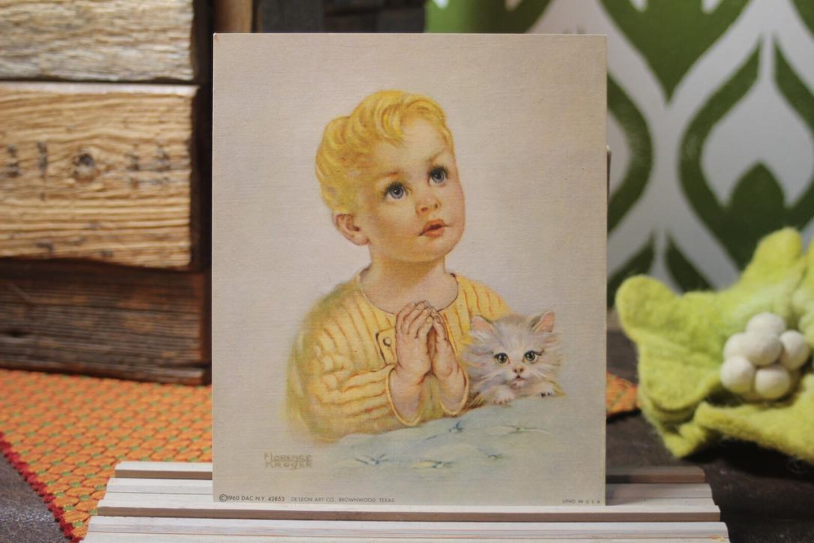 1960 Florence Kroger Print - Little Boy Saying His Bedtime Prayers With ...