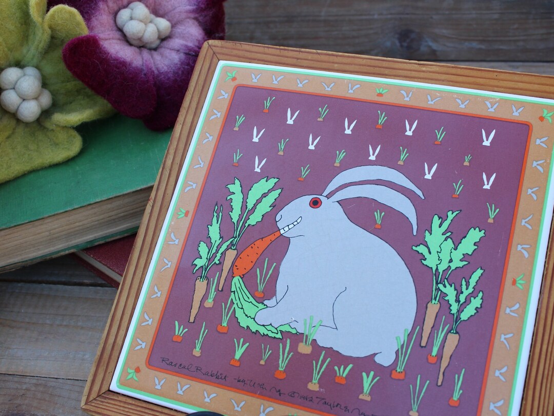 1980s Spring and Easter Tile Trivet, Rascal Rabbit - A Gardener's ...