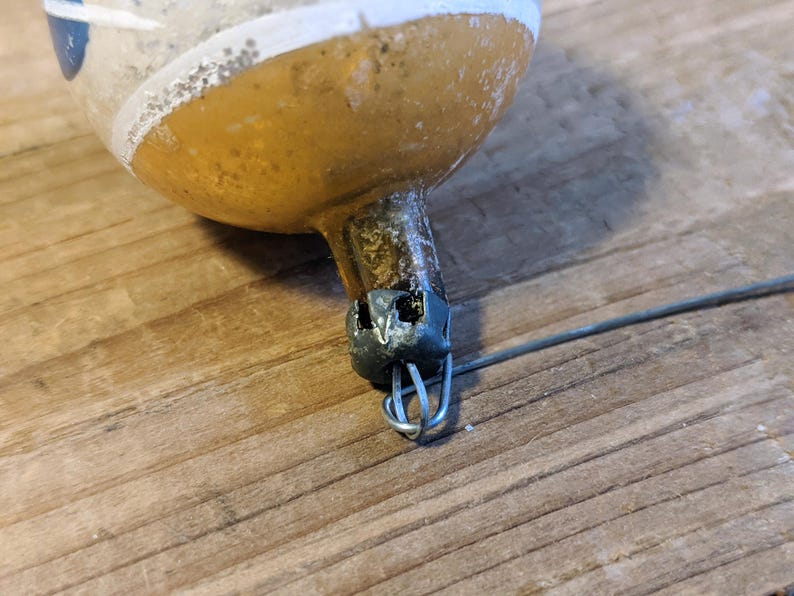 1960s Hand Painted Glass Ornament, Mid-century Gold, Silver, & Blue ...