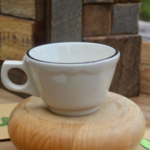Vintage Ultima China Mug Bone White With Black Rim, Embossed Wave ...