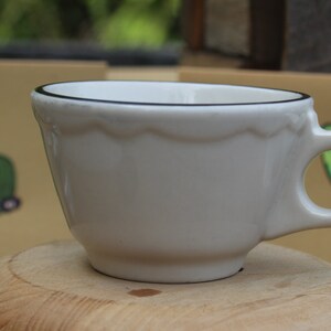 Vintage Ultima China Mug Bone White With Black Rim, Embossed Wave ...