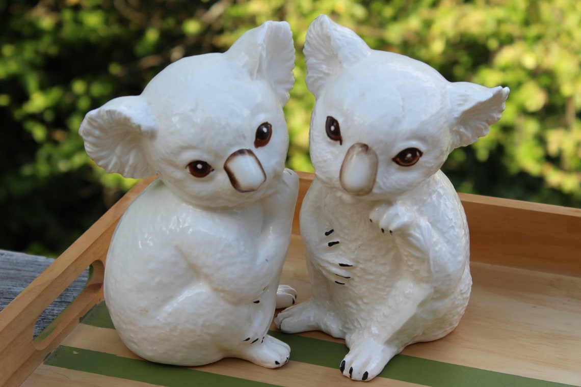 Vintage Pair of White Ceramic Koalas Andrea by Sadek Made in - Etsy
