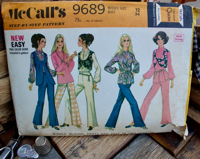 That '70s Sew! Quickie Pattern #9689, Mccall's 1969 Misses' Blouse W ...
