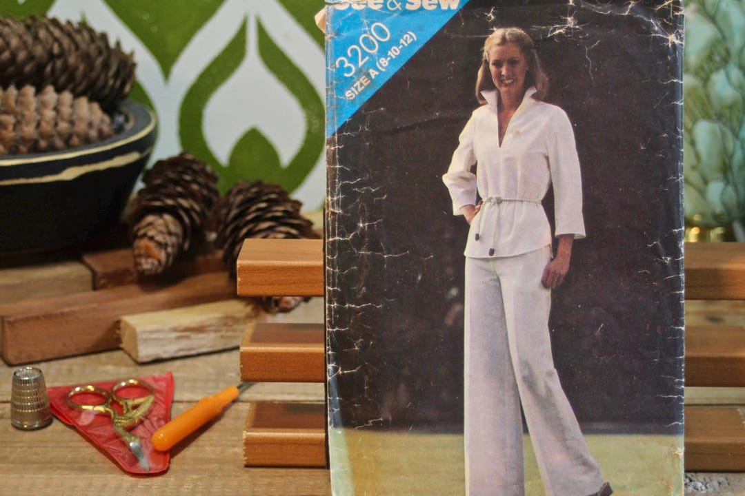 1970s Pointed Collar Pullover Top See & Sew Butterick Pattern #3200 ...