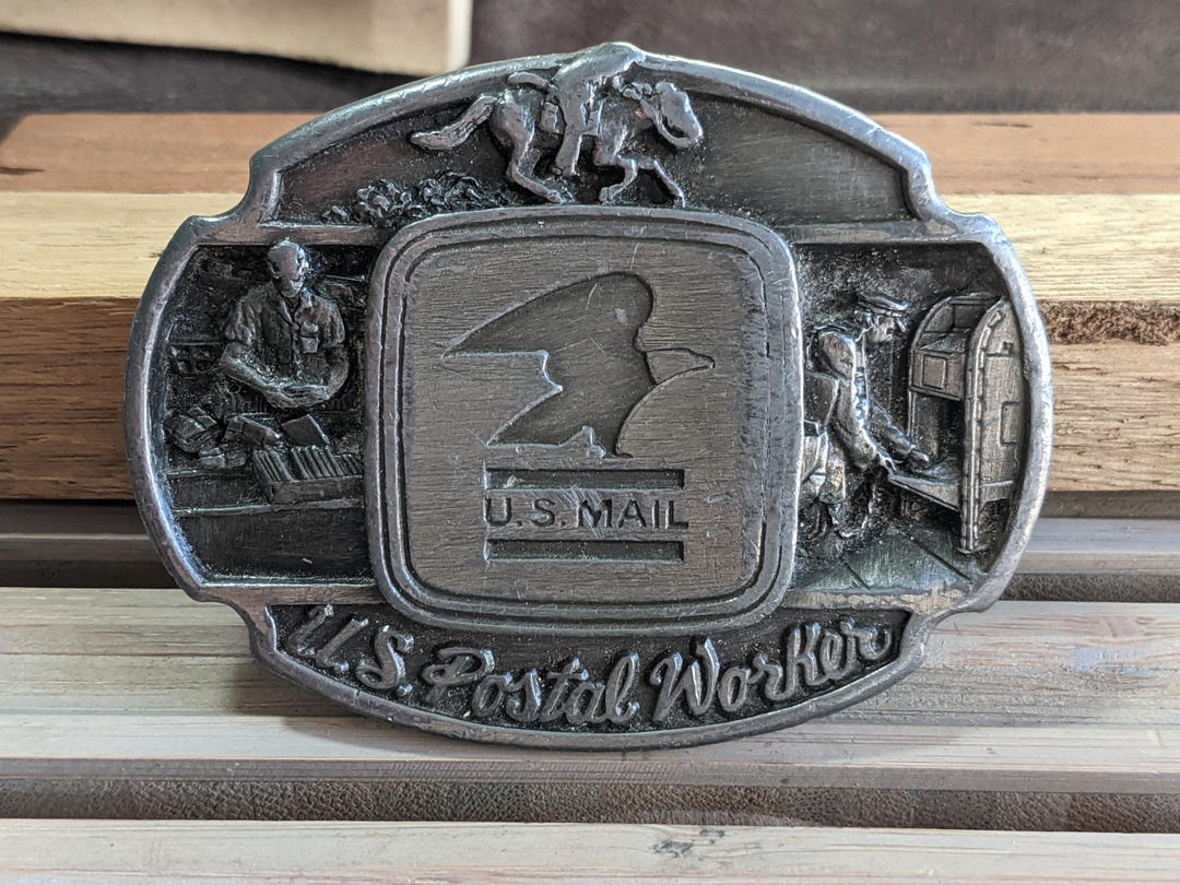 1986 U.S. Mail Commemorative Belt Buckle, Embossed Pewter From Siskiyou ...