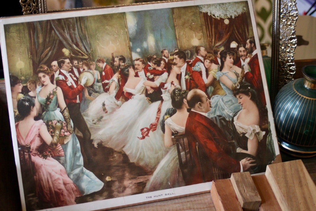 THE HUNT BALL Print by 19th Century Artist Julius Leblanc Stewart "the ...