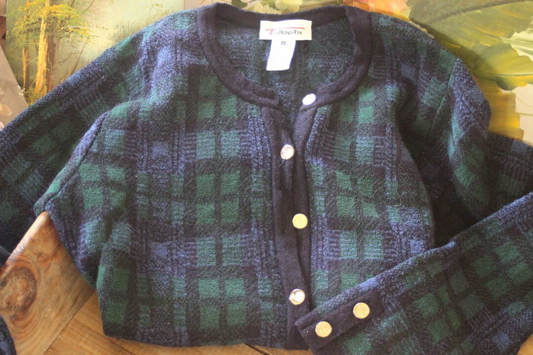 Vintage Talbots Italian Cardigan Sweater With Gold-tone Debossed ...