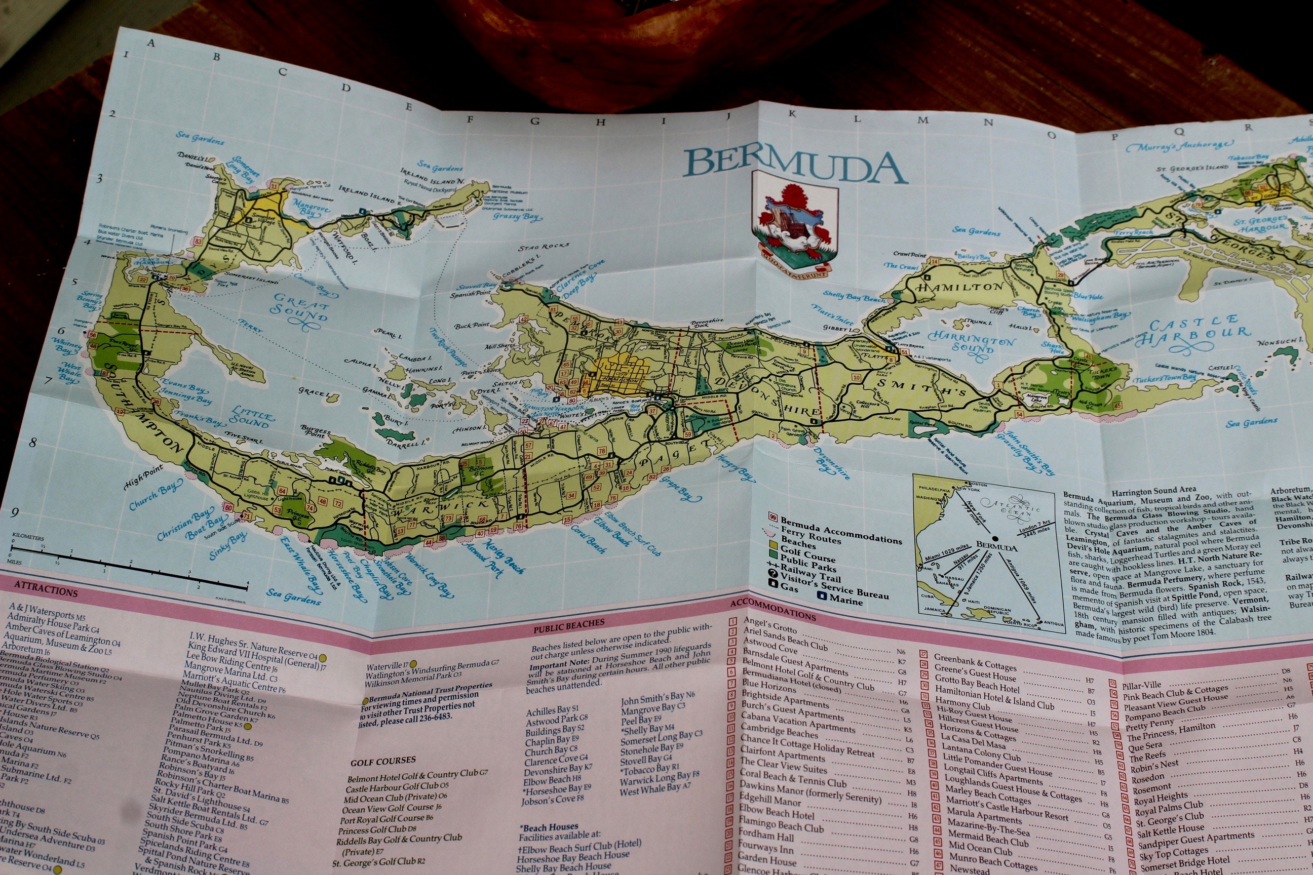 1990 Bermuda Handy Reference Map Full Color & Beautiful - Etsy