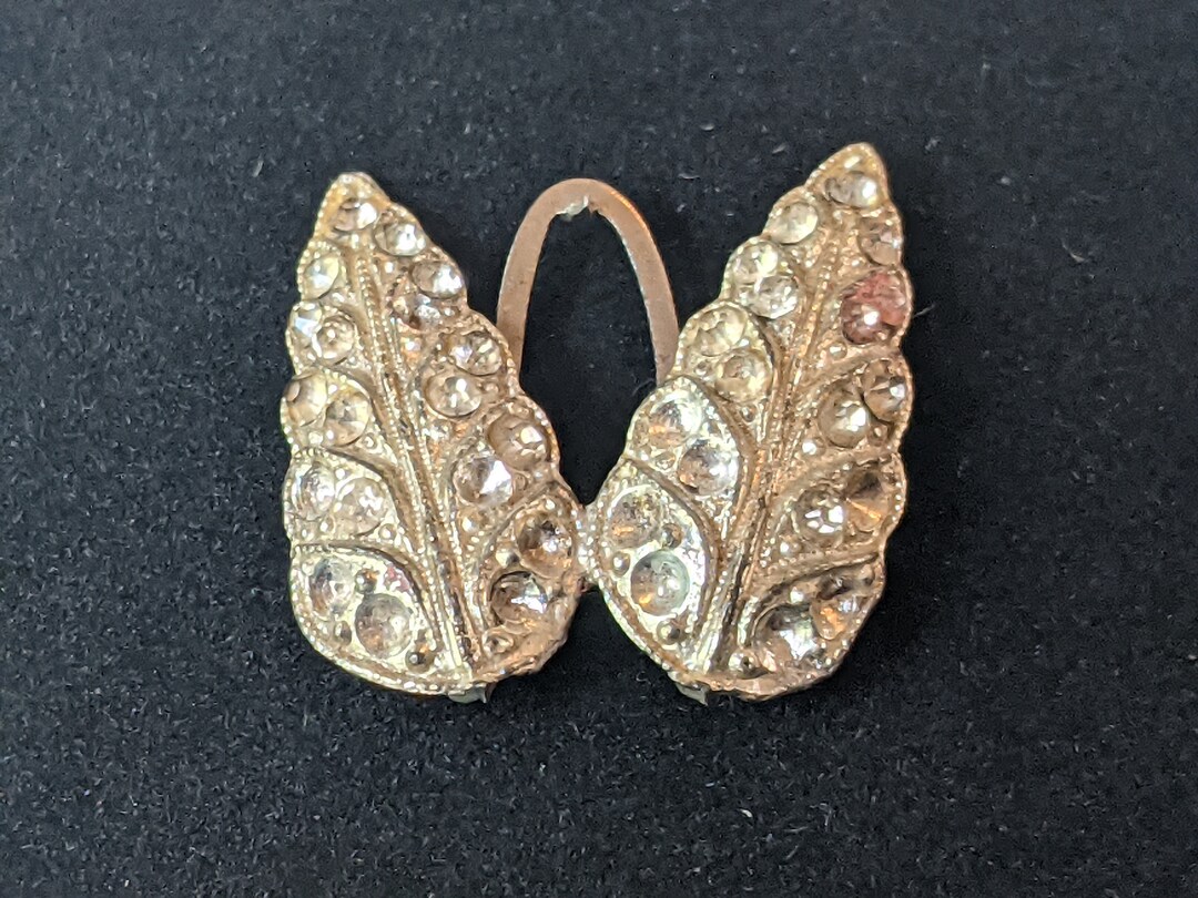 Art Deco Wings Dress Clip With Condition Issues, 1940s Rhinestone ...