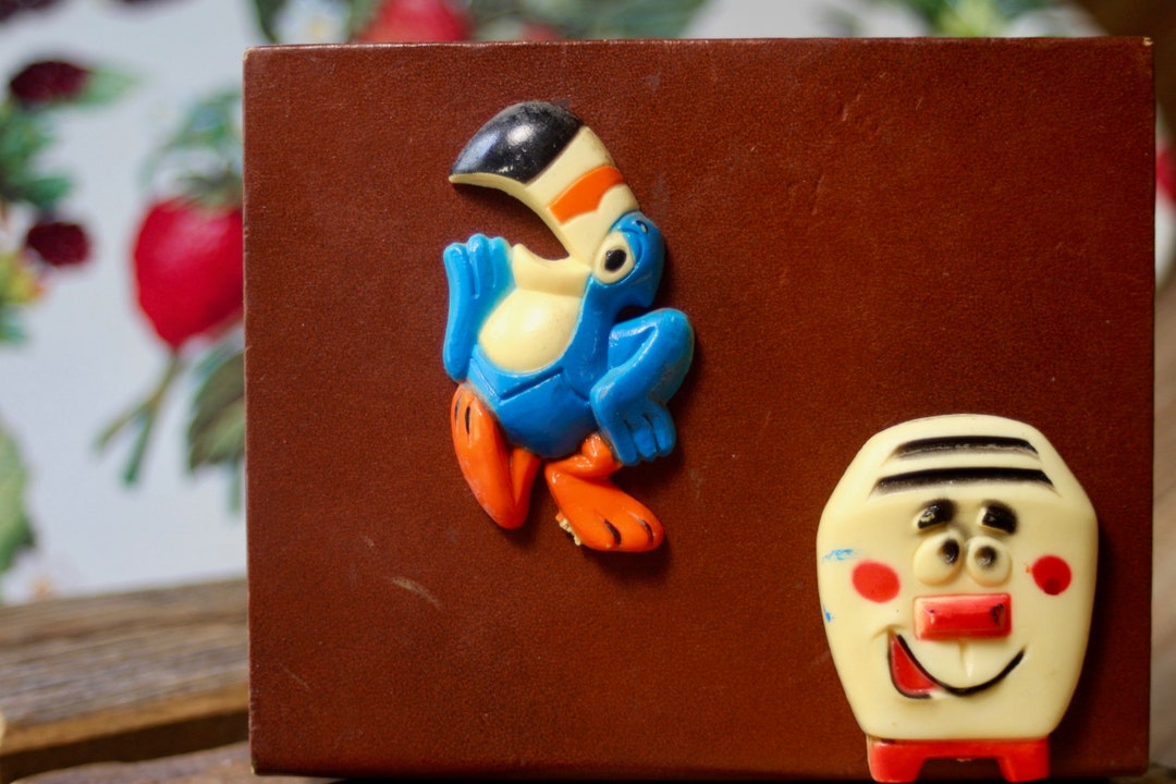 1970s Toucan Sam & Milton the Toaster Refrigerator Magnets, Kellogg Co ...