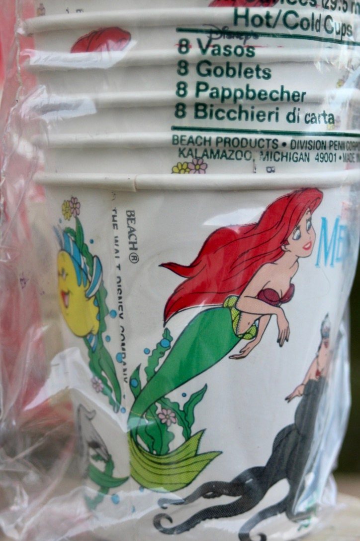 1990s Disney's the Little Mermaid Party Cups, NOS Package of 8, Vintage ...