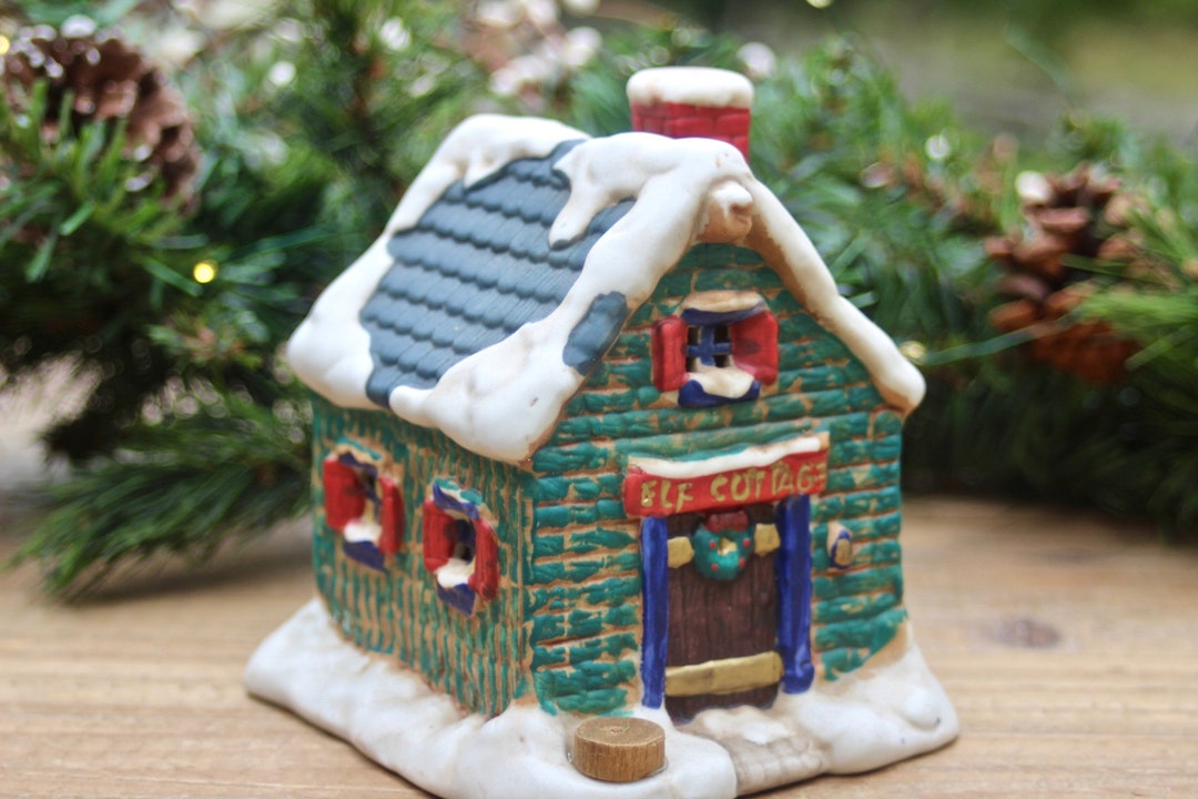 Vintage Christmas Village Elf Cottage With Original Box, 4" Light up X ...