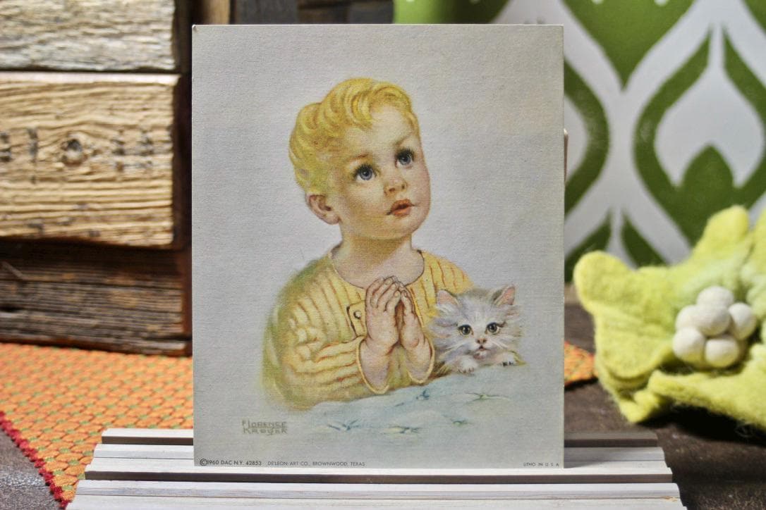 1960 Florence Kroger Print - Little Boy Saying His Bedtime Prayers With ...