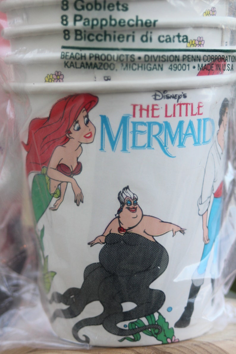 1990s Disney's the Little Mermaid Party Cups, NOS Package of 8, Vintage ...
