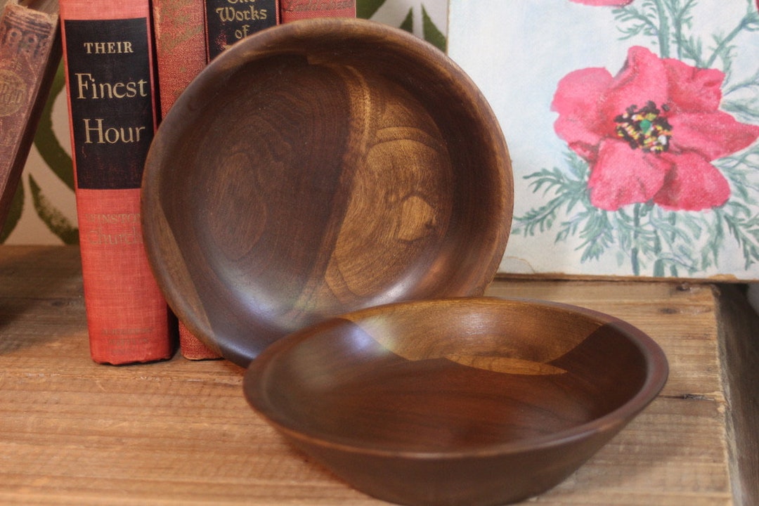 Mid-century Ozark Walnutware 7" Bowls, Set of 2, Native Wood Products Ozark, Missouri, 1950s ...