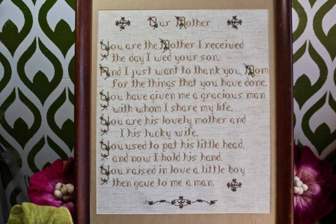 Vintage Hand Embroidered Mother-in-law Gift, Completed Cross Stitched ...