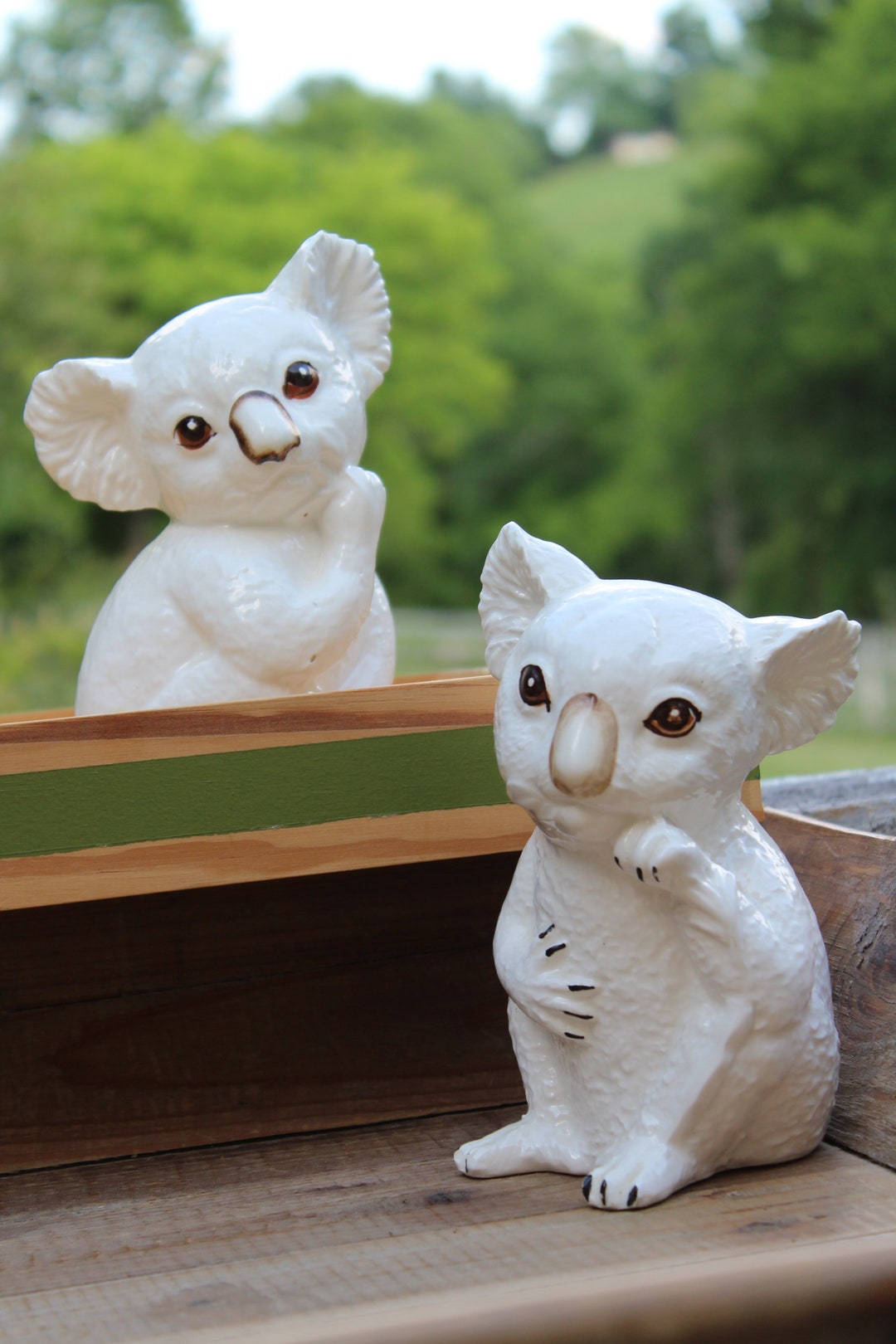 Vintage Pair of White Ceramic Koalas, Andrea by Sadek, Made in Japan, 7 ...