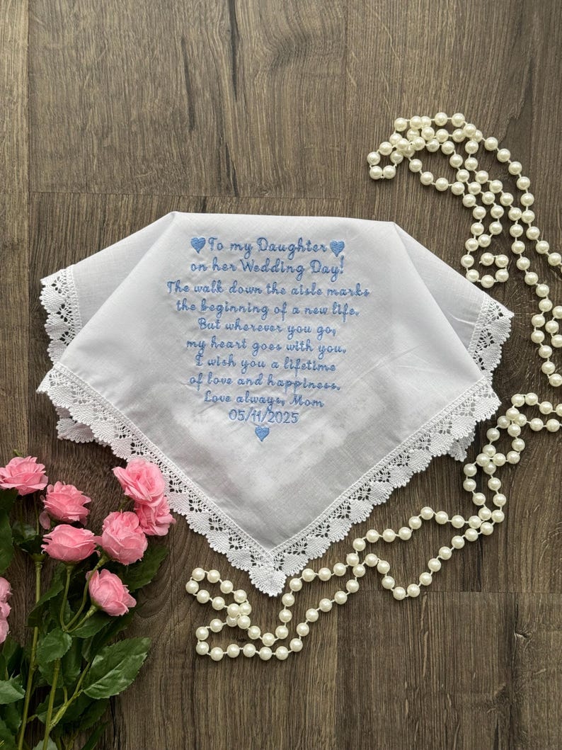 Personalized Embroidered Handkerchief – Bride Gift From Mom ...