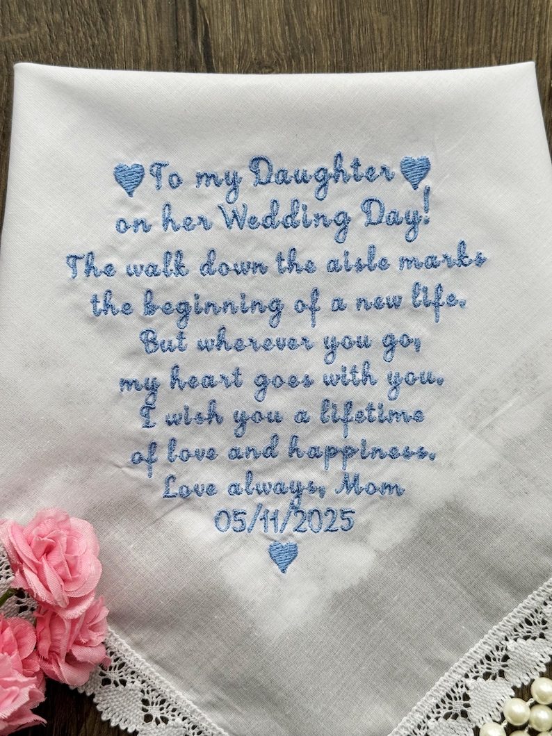 Personalized Embroidered Handkerchief – Bride Gift From Mom ...