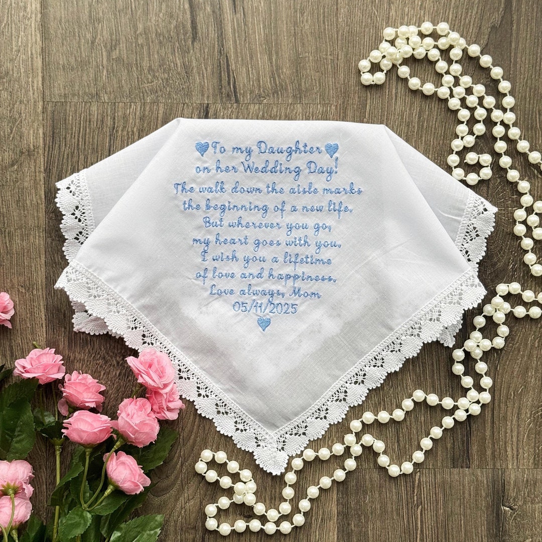Personalized Embroidered Handkerchief – Bride Gift From Mom ...