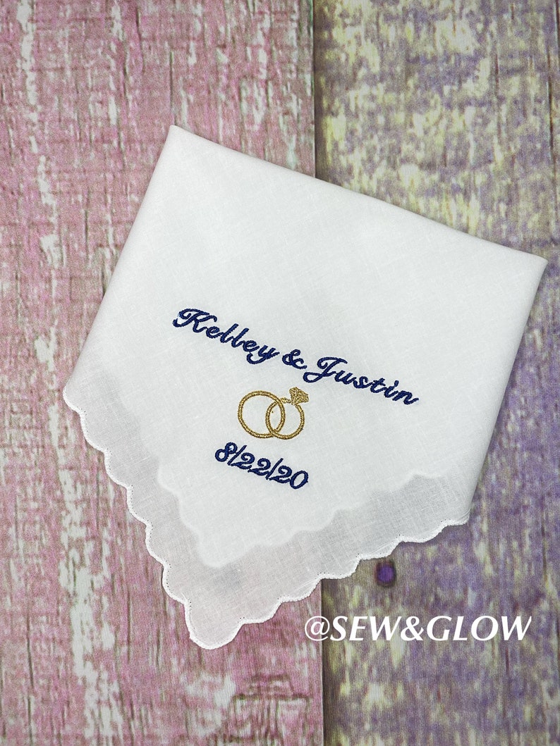 Wedding Gift Handkerchief with Names / Bride and Groom Custom | Etsy
