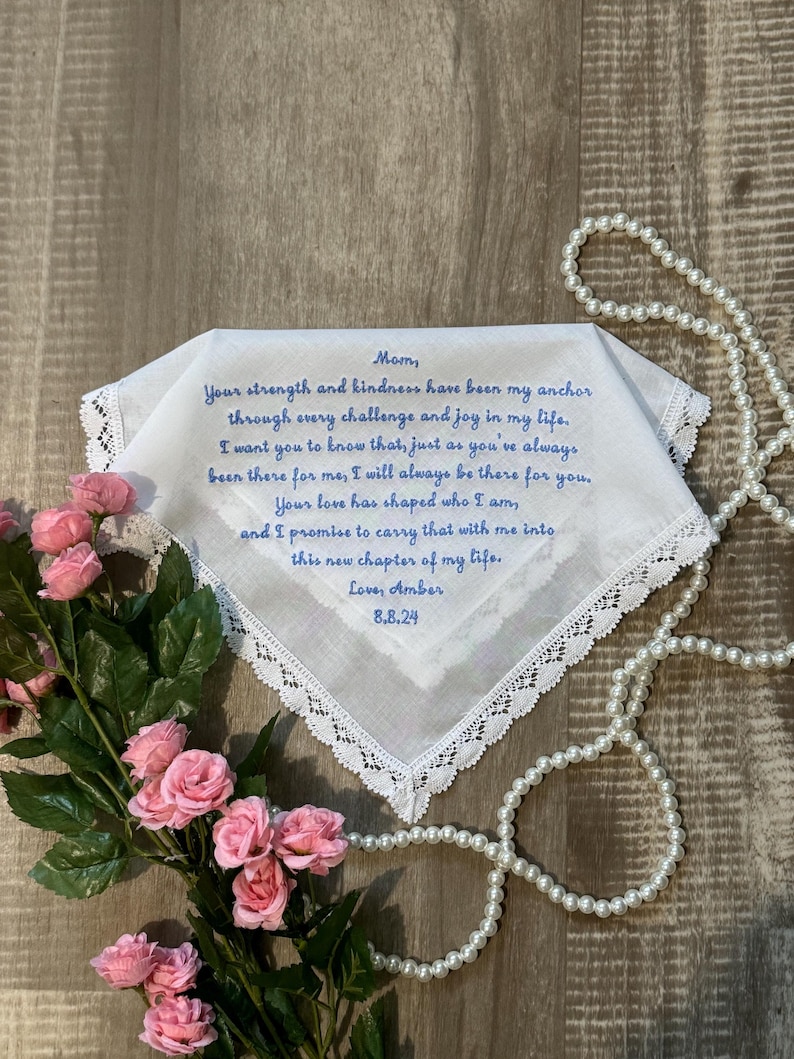 Personalized Wedding Handkerchief for Mom / Mother of the Bride Gift ...