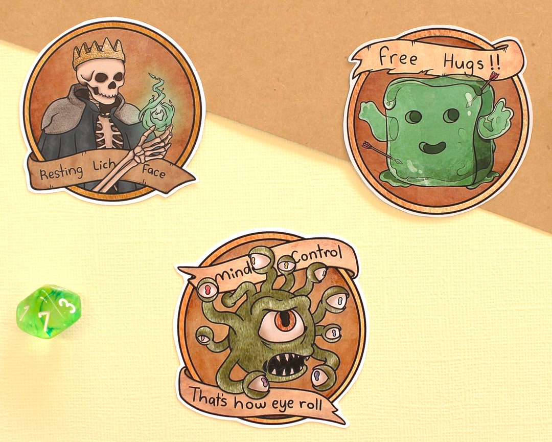 Dungeons and Dragons Sticker Pack Lich Beholder Gelatinous - Etsy