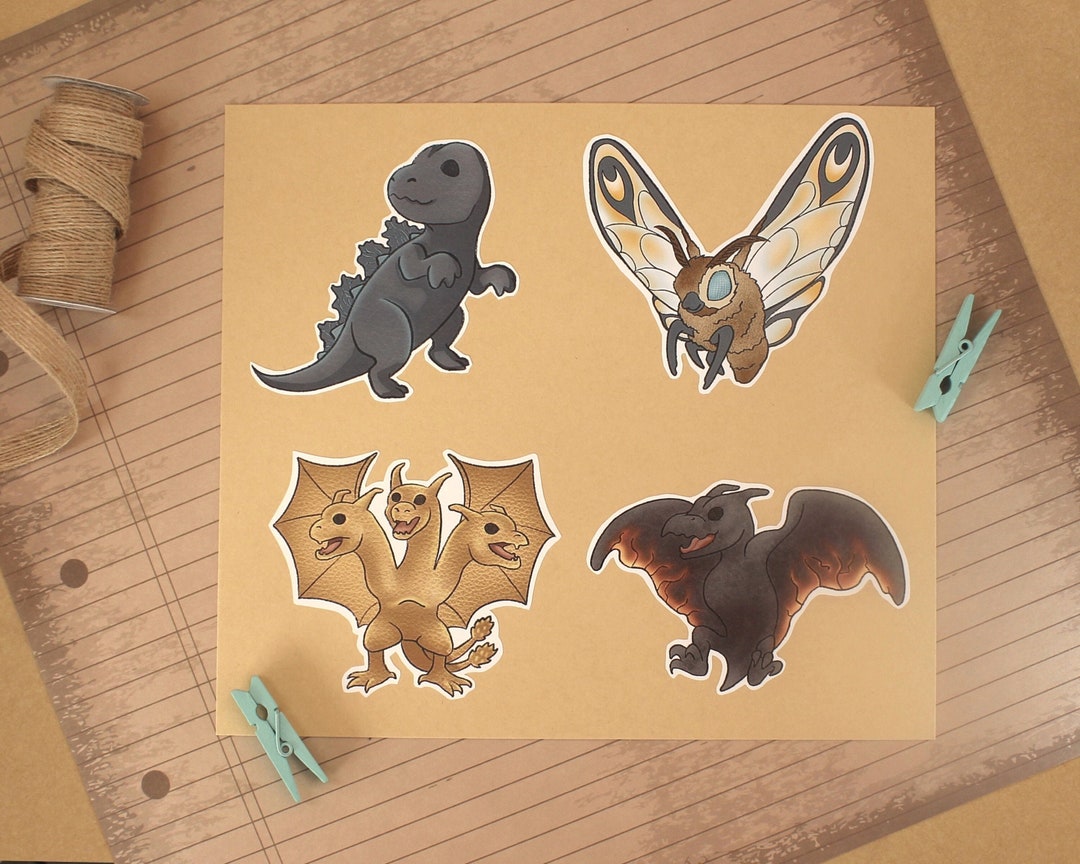 Godzilla Vinyl Sticker Pack . King Ghidorah , Mothra , Rodan , Godzilla ...