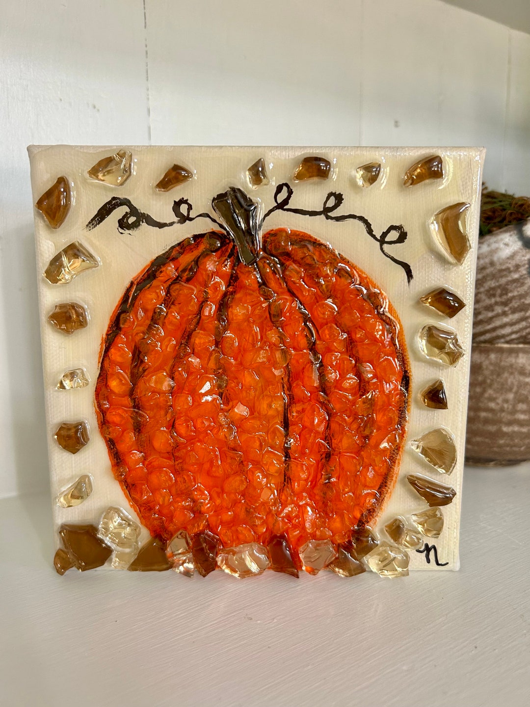 Jeweled Pumpkin Shattered Glass Epoxy Art - Etsy