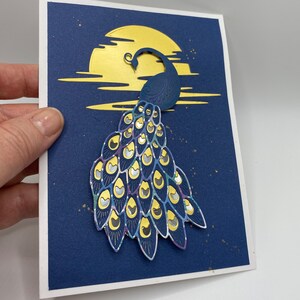 Moonlight Peacock Any Occasion Art Card - Etsy