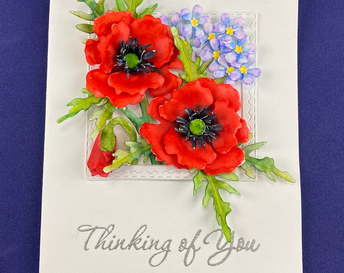 Poppy and Forget-me-not Thinking of You Card for Birthdays - Etsy
