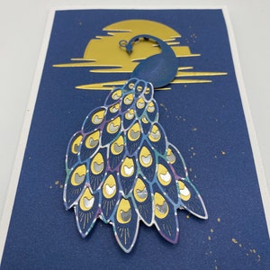 Moonlight Peacock Any Occasion Art Card - Etsy